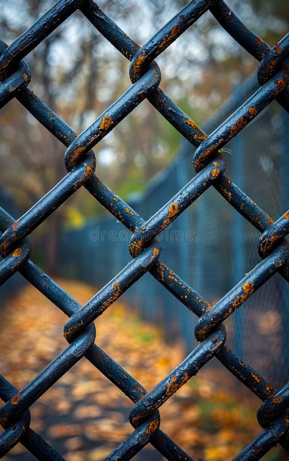 A Chain Link Fence with a Chain Link Fence Stock Photo - Image of ...