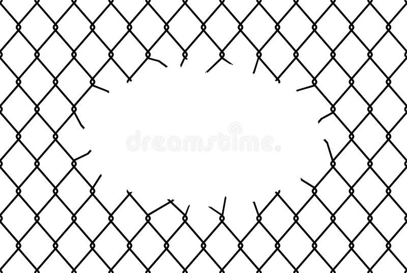 Chain Link Fence with a Hole Inside. Damaged Chain Link Fence Stock ...
