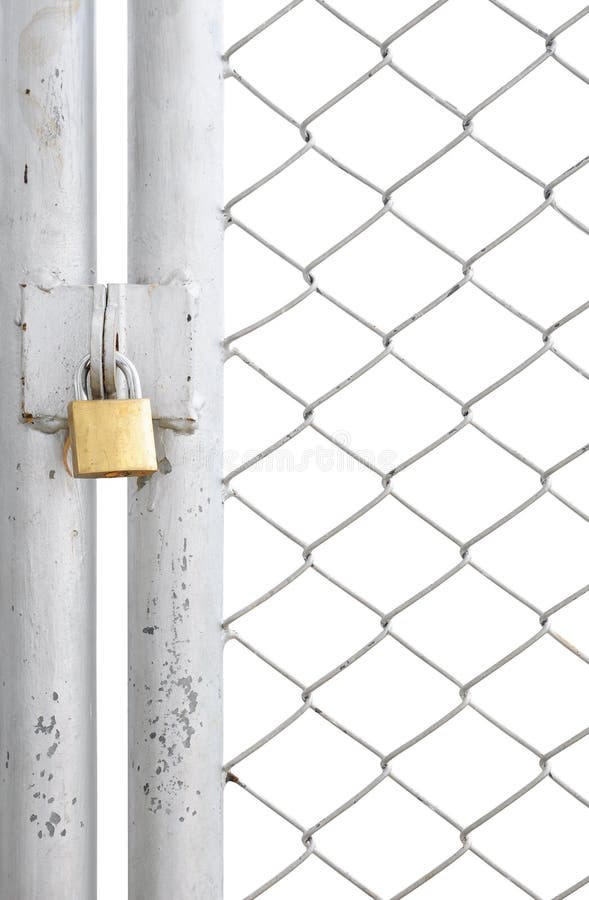 Chain Link Fence and Metal Door with Lock Stock Image - Image of open ...