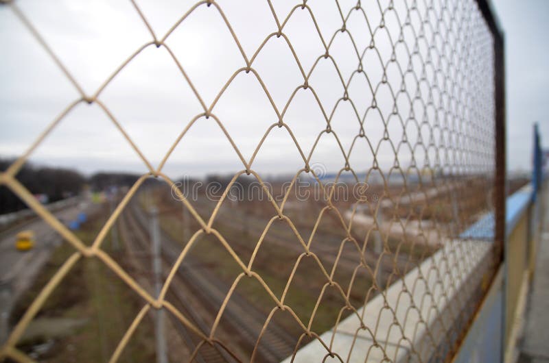 Chain link grid fence stock photo. Image of close, concept - 83985366