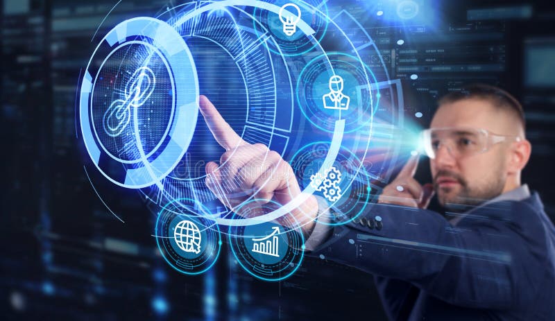 Chain Link Icon on Abstract Blue Background. Hyperlink Chain Symbol ...