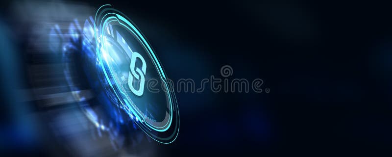 Chain Link Icon on Abstract Blue Background. Hyperlink Chain Symbol ...