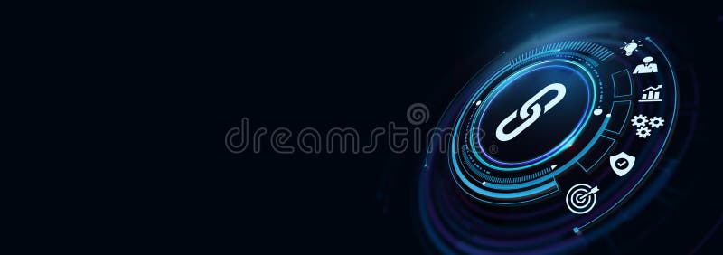 Chain Link Icon on Abstract Blue Background. Hyperlink Chain Symbol ...