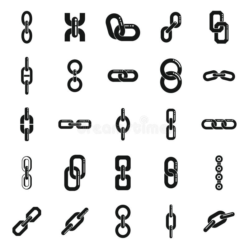 Chain Link Icons Set Simple Vector. Bike Link Stock Illustration ...