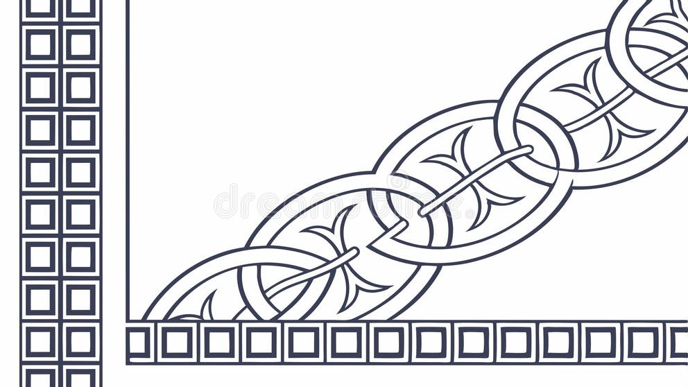 Chain Link Pattern Corner and Border Design, Vector Design Generative ...