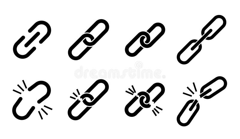 Chain Link Set Icon Fine Link and Broken Chain Link Stock Vector ...