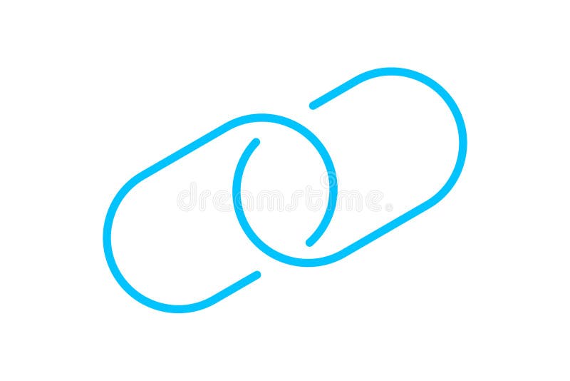 Chain Link Symbol Blue for Icon, Simple Hyperlink Link Chain with Line ...