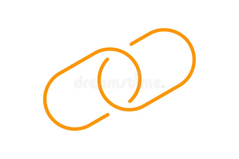 Chain Link Symbol Orange for Icon, Simple Hyperlink Link Chain with ...