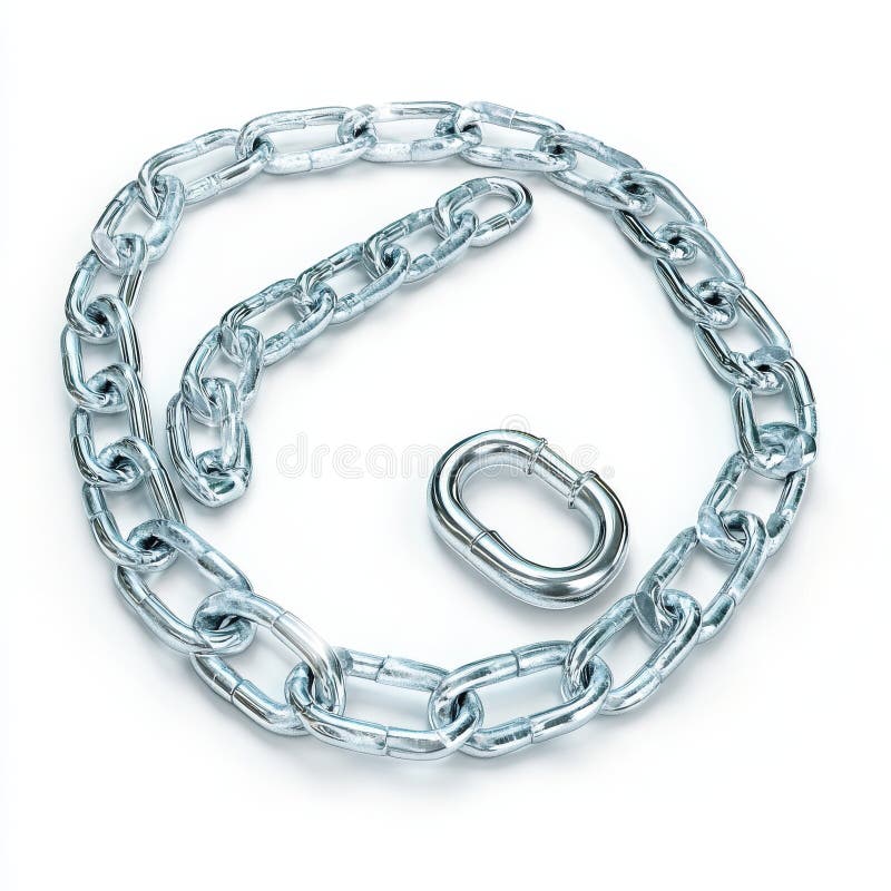 A Chain Link Tension Bar on a White Backdrop, Viewed from Above, with ...