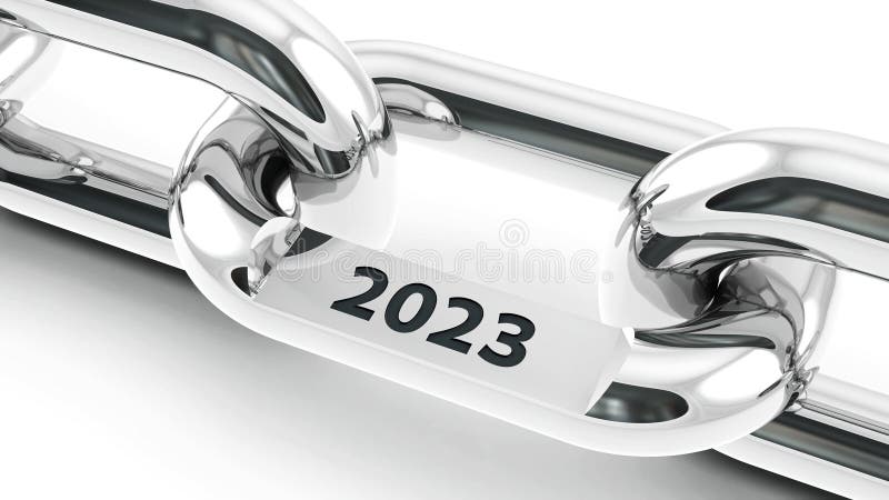 Chain with 2023 link stock illustration. Illustration of internet ...
