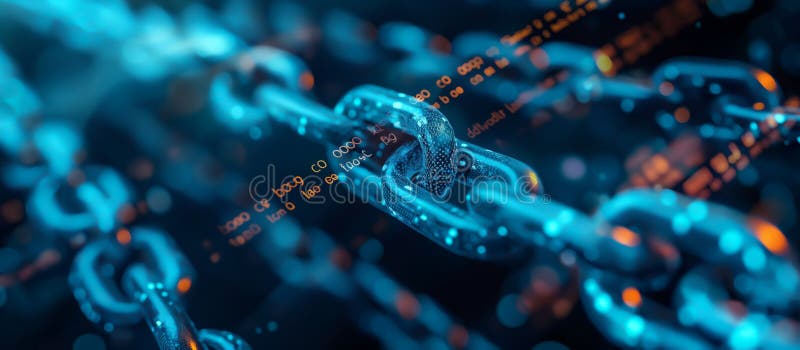 A Chain of Links with Numbers and Letters on it, Digital Chain, Block ...