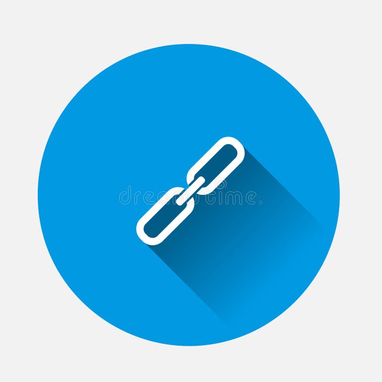 Chain Links Vector Icon on Blue Background. Flat Image with Long Shadow ...