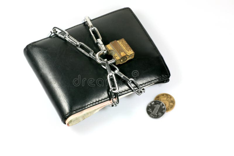 Chain Lock Bundle Up Wallet Stock Photo - Image of finance, financial ...