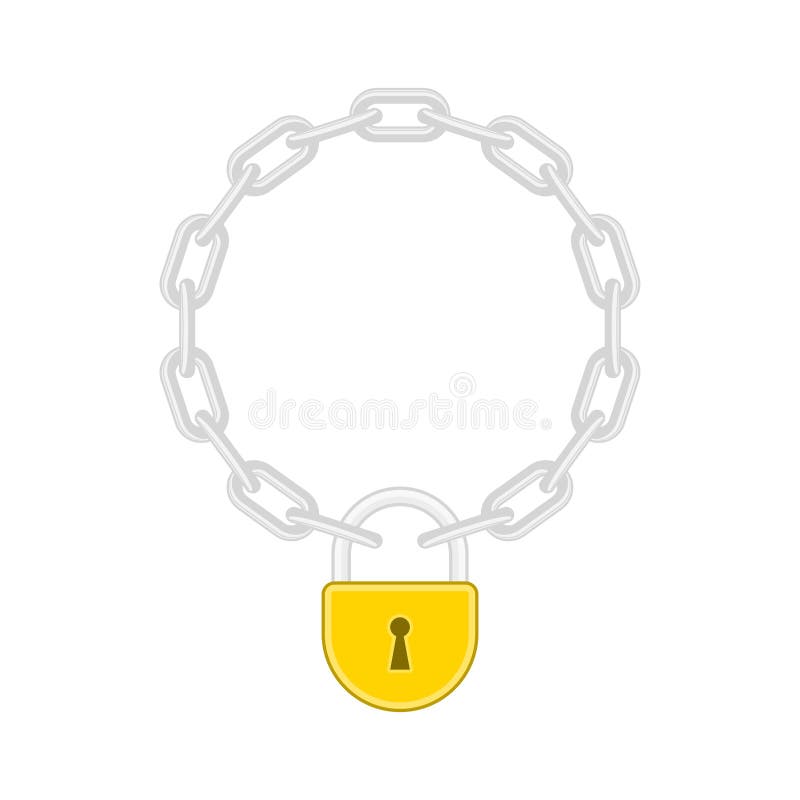 Chain with lock stock vector. Illustration of equipment - 337392299