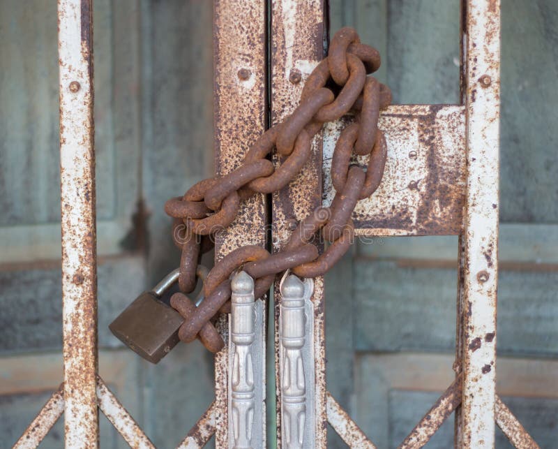 Chain lock door. stock photo. Image of protect, private - 88297000