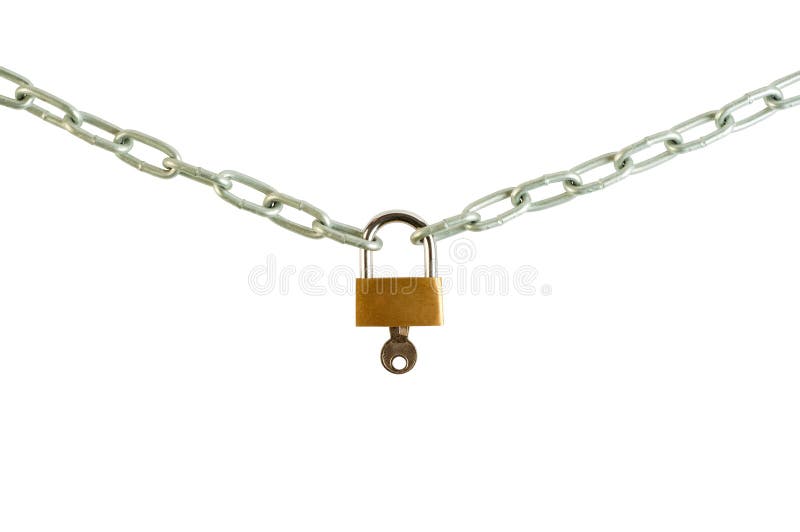 Old Rusty Padlock and Chain Isolated Stock Image - Image of rust ...
