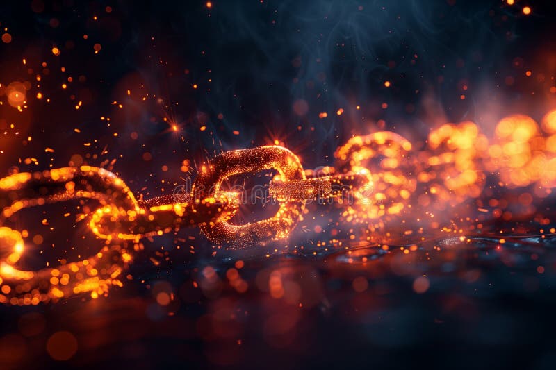 Chain Made of Binary Data, Reconnect and Disconnected, Financial ...