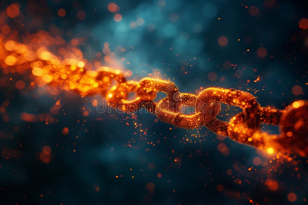 Chain Made of Binary Data, Reconnect and Disconnected, Financial ...