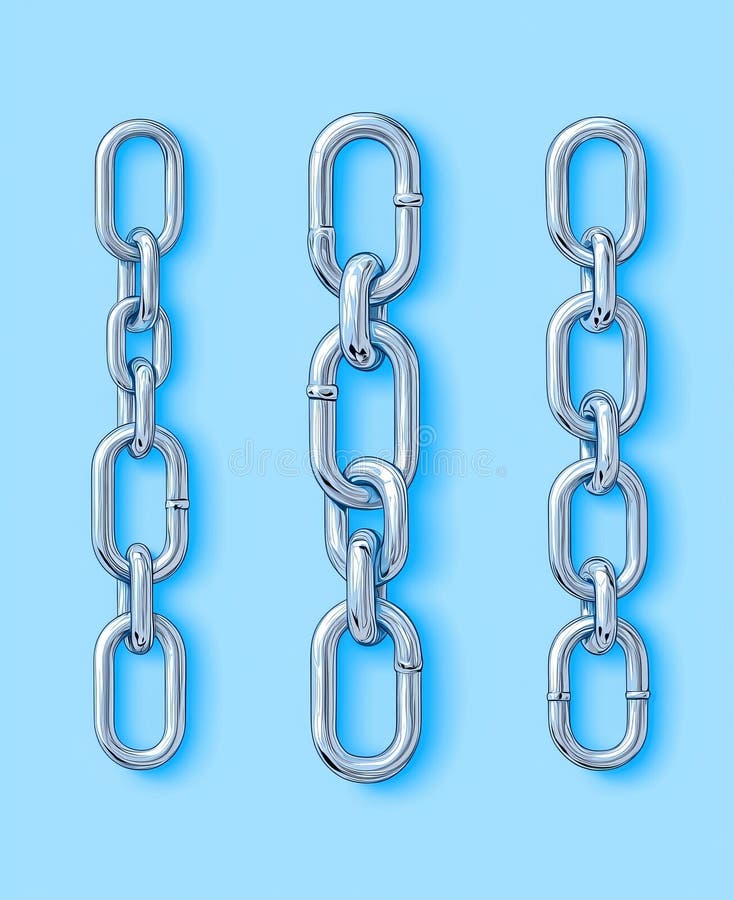 A Chain Made of Silver, Chrome, or Steel with Both Whole and Broken ...