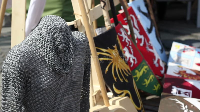 Warrior in Chainmail Armor is Praying before the Battle, Medieval War ...