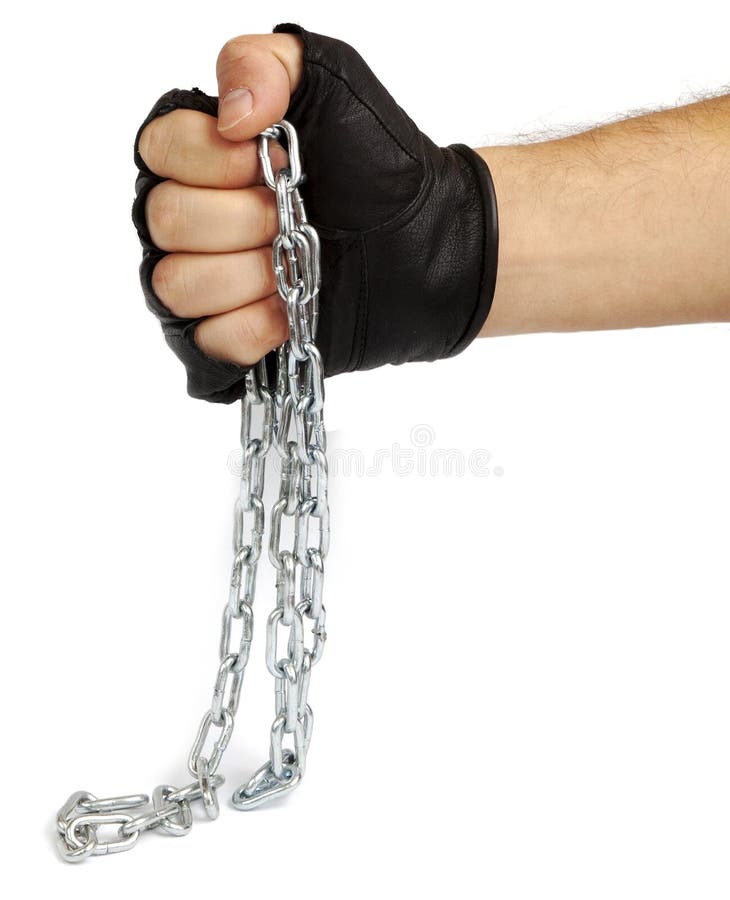 Chain and man hand stock photo. Image of punk, glove - 31350334