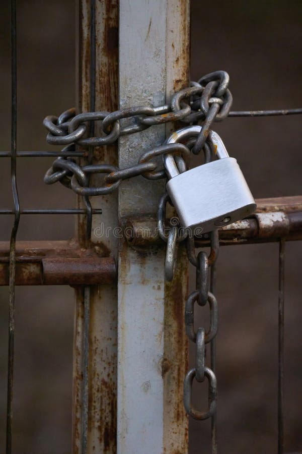 A Chain with a Padlock Closed Stock Image - Image of lock, security ...