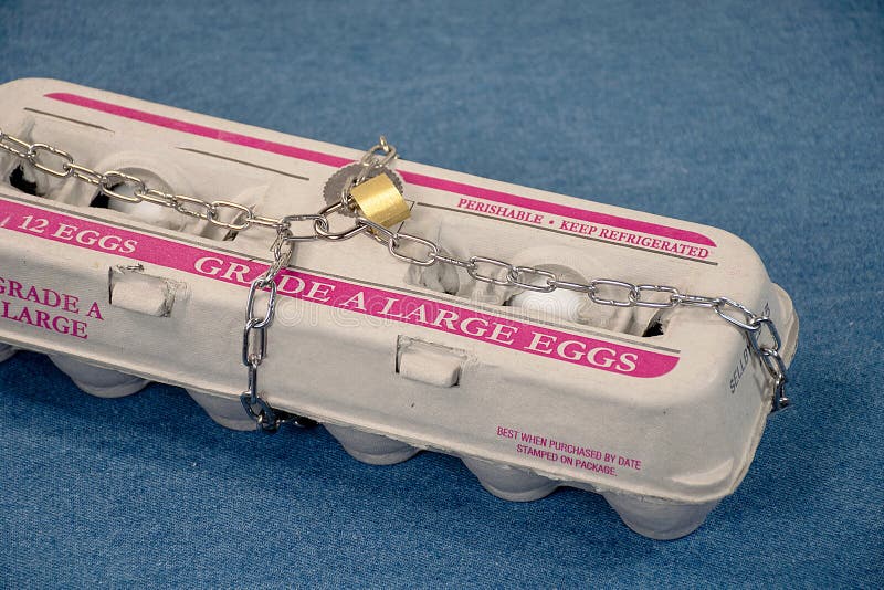 Chain and Padlock on Dozen Eggs Stock Image - Image of isolated ...