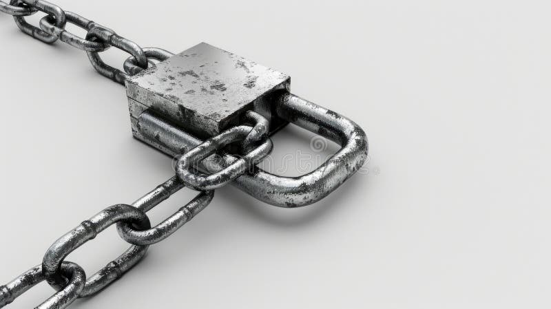 Chain with Padlock on White Background Stock Photo - Image of ...