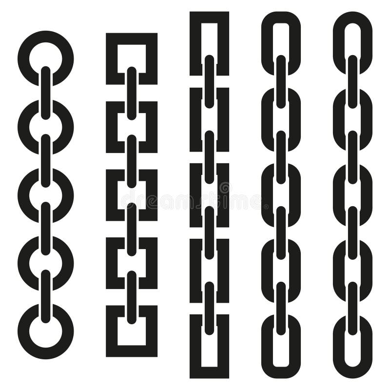 Chain Pattern Set Linked Shapes Collection Vector Design Elements Black Connection Symbols