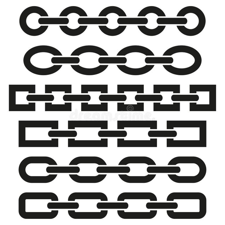 Chain Pattern Vector. Linked Metal Shapes. Horizontal Connection Symbol ...