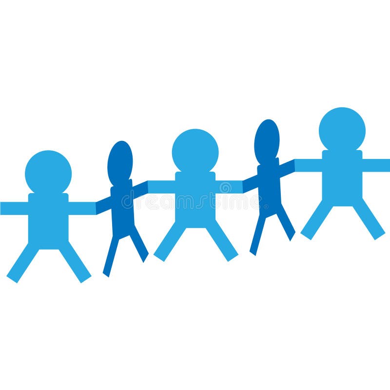 Chain Of People Isolated On White Background Stock Vector ...