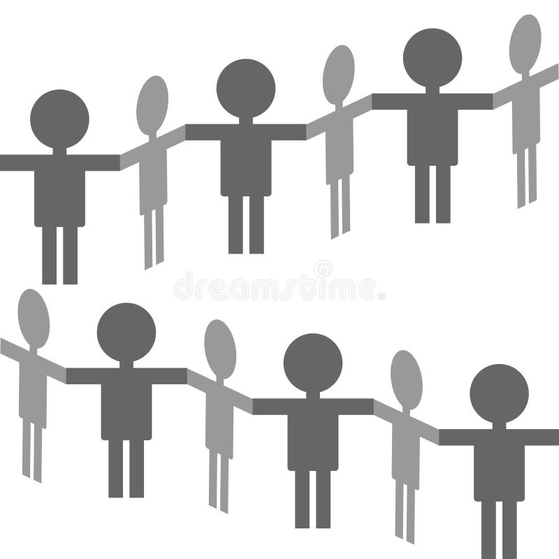 Chain of People Isolated on White Background Stock Vector ...
