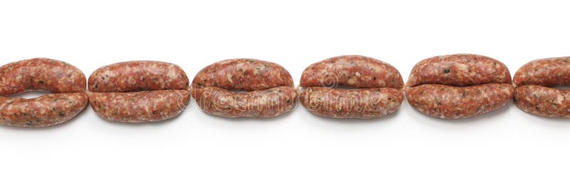 Chain of raw sausages stock image. Image of background - 49179209