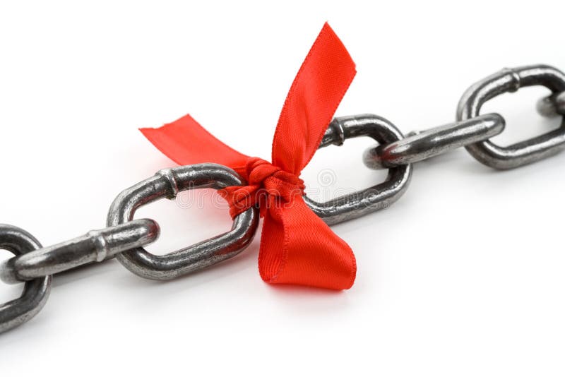 Chain and red bow stock image. Image of agreement, teamwork - 129314029