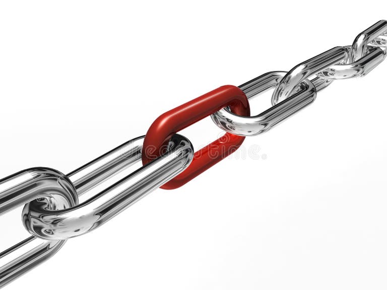 Chain with red link stock illustration. Illustration of heavy - 16229142