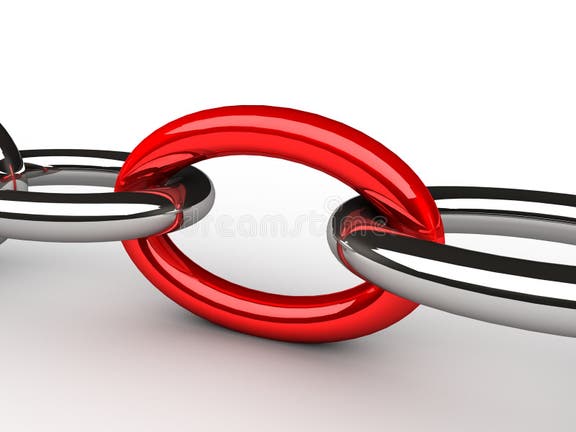 Chain with red link stock illustration. Illustration of unique - 22210216