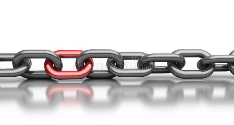 Chain with red link stock illustration. Illustration of industry - 23681432