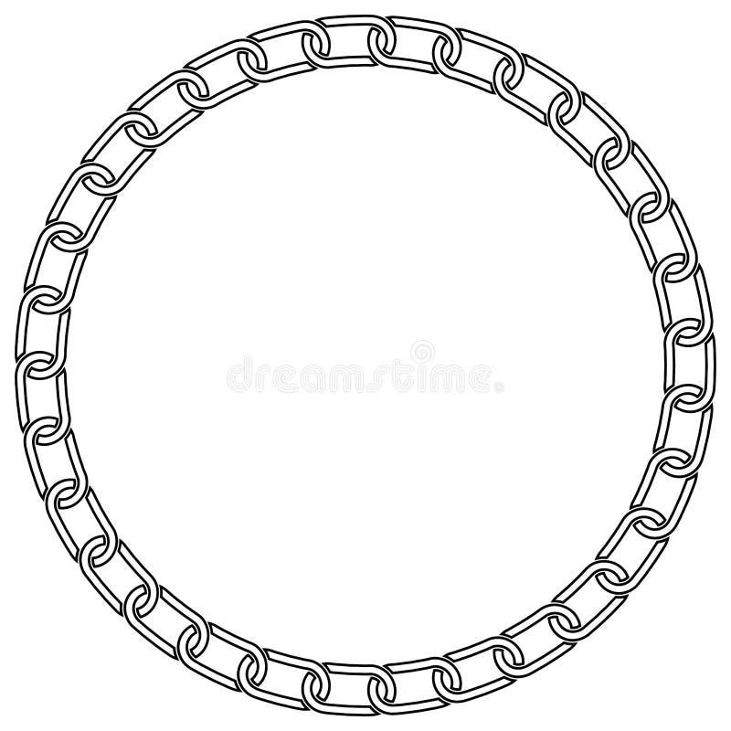 Chain Round Frame. Black Necklace Pattern Stock Vector - Illustration ...