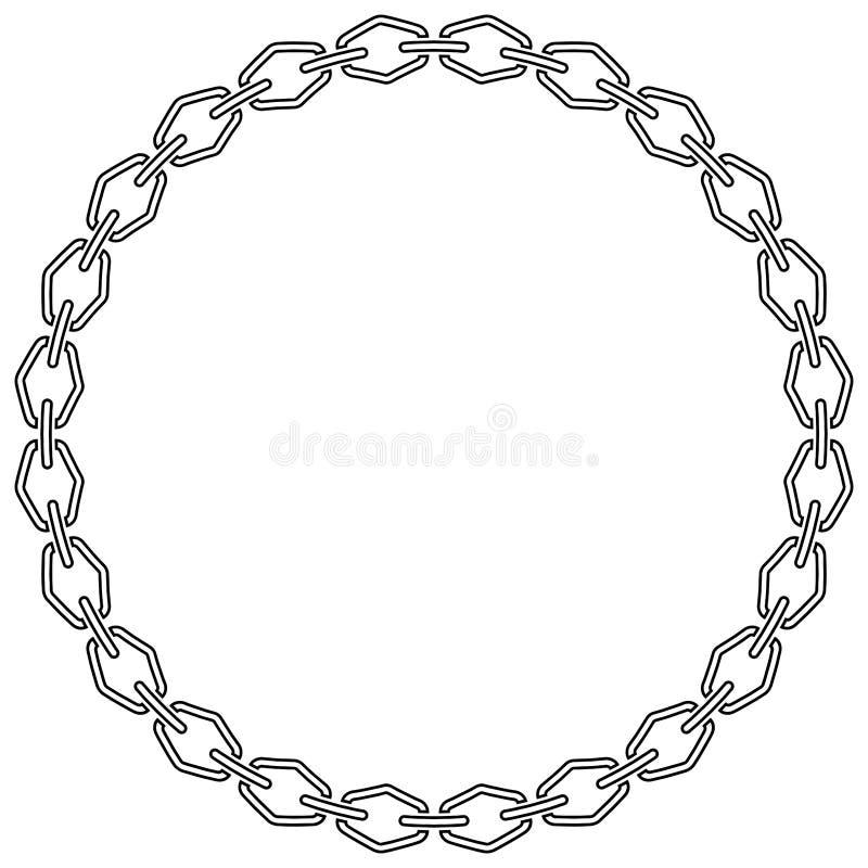 Chain Round Frame. Black Necklace Pattern Stock Vector - Illustration ...