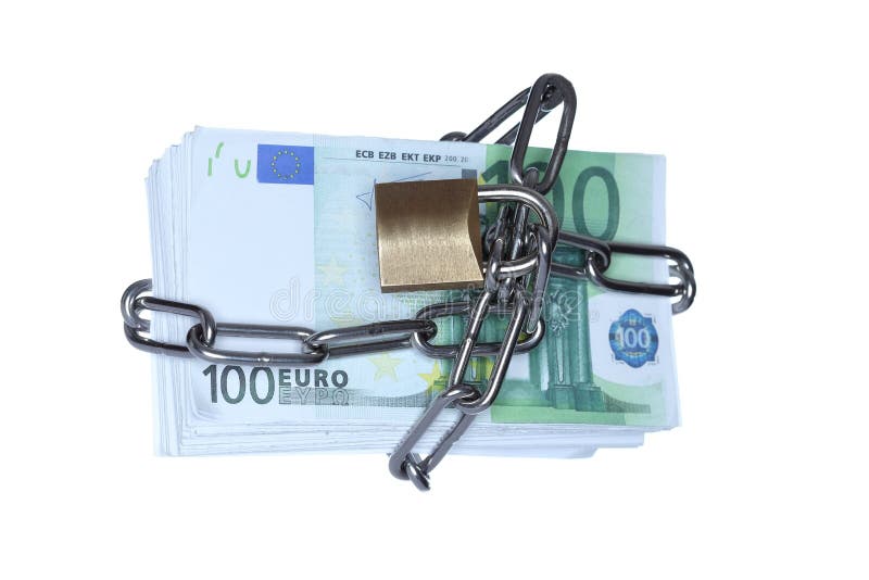 Chain secured money notes stock image. Image of silver - 134196327
