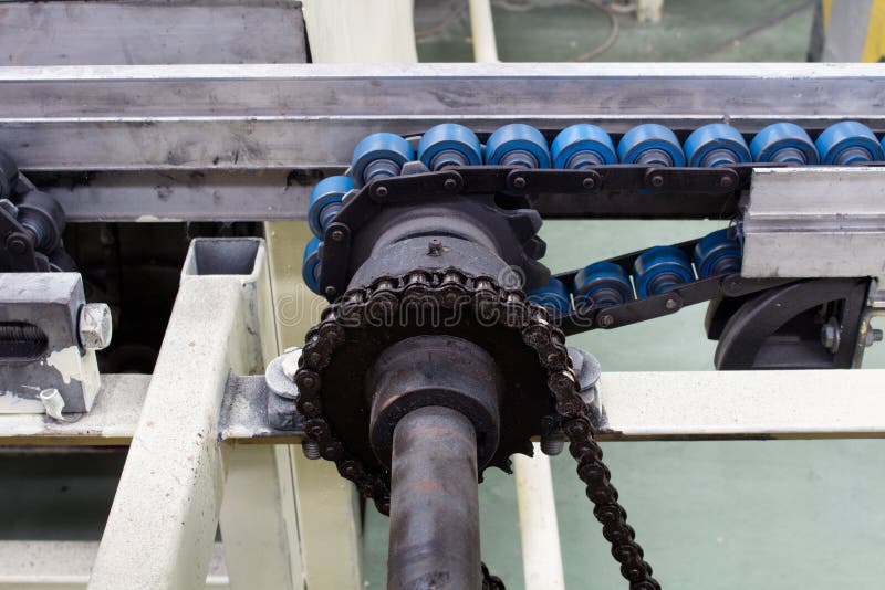 Chain and Shaft Drive Line Conveyor Stock Image - Image of package ...