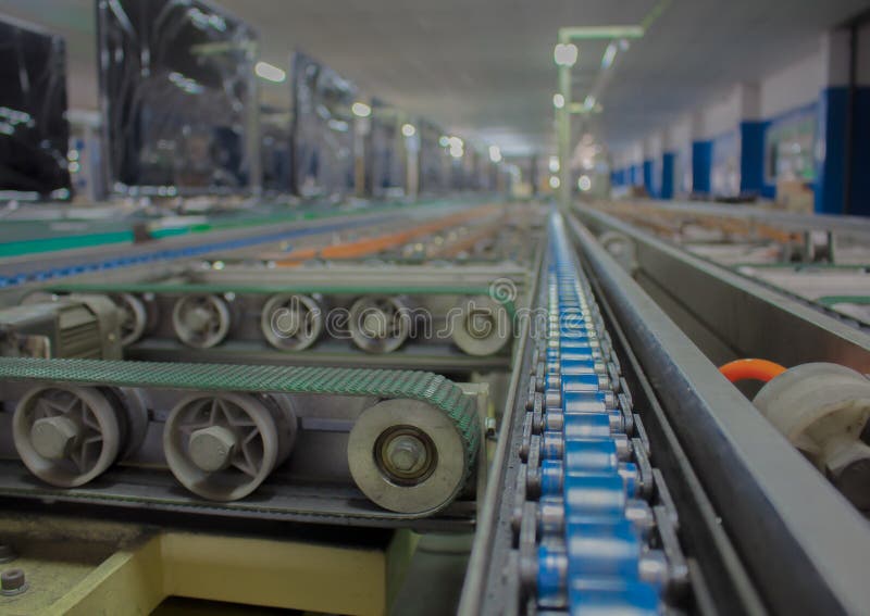 The Chain and Shaft Drive Line Conveyor. Stock Image - Image of ...