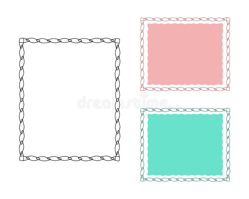 Chain Shape Border, Rectangle Frames Set. Vector. Pink, Blue, Black ...