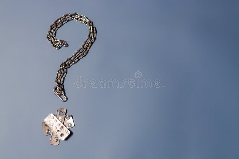 Chain in the Shape of a Question Mark and Tablet. the Concept of Drug ...