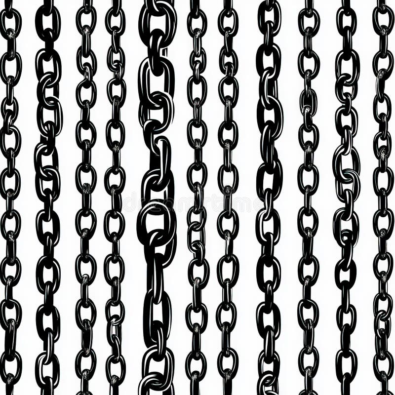 Chain Silhouette , Black and White Illustration Isolated on White ...