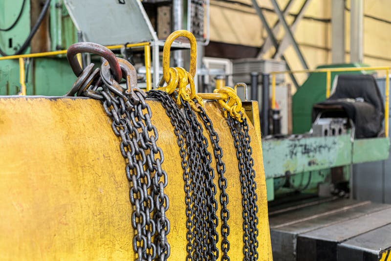 Chain Slings for Lifting Loads on a Crane Stock Image - Image of ...