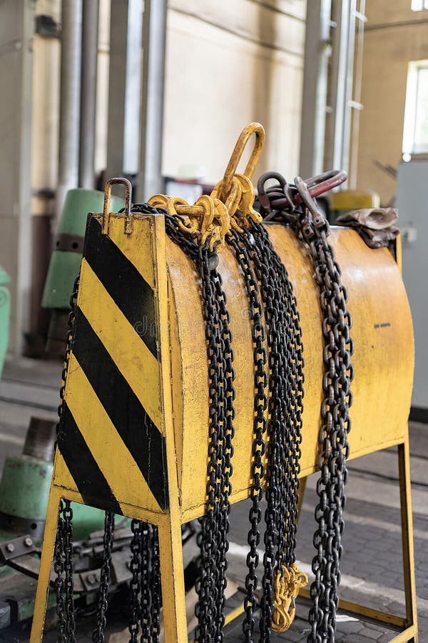 Chain Slings for Lifting Loads on a Crane Stock Image - Image of iron ...