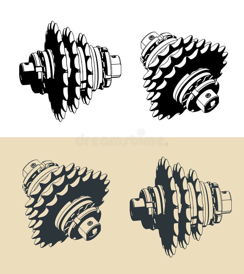 Chain Sprocket Transmission Illustrations Stock Vector - Illustration ...