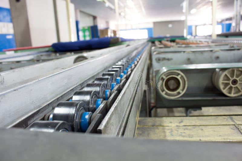 Chain Support for Pallet Conveyor Line Stock Image - Image of iron ...