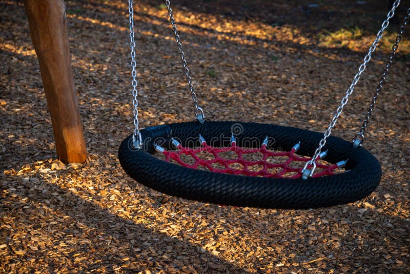 Chain Swing with Fabric Threads Upholstered in a Modern Children`s ...
